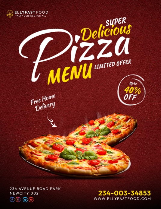 Pizza Menu delivery flyer template | PosterMyWall