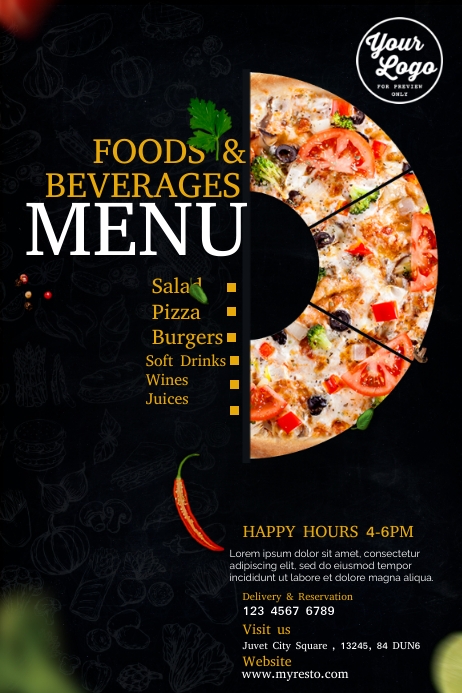 Pizza Menu Template | PosterMyWall