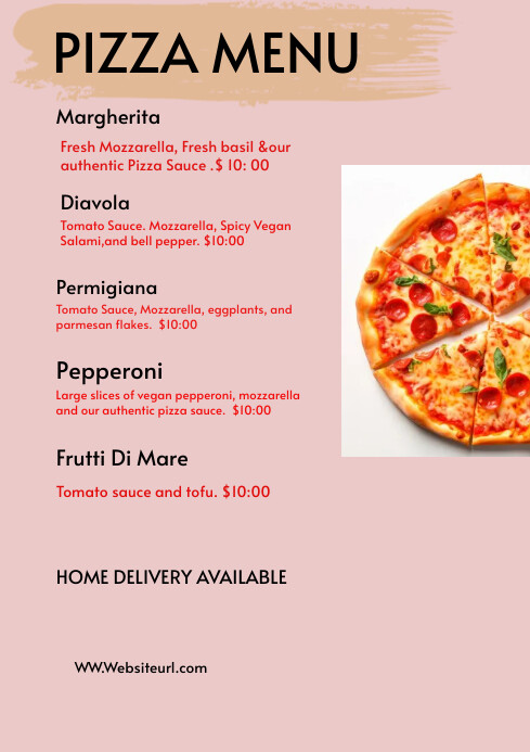 Plantilla de pizza menu | PosterMyWall