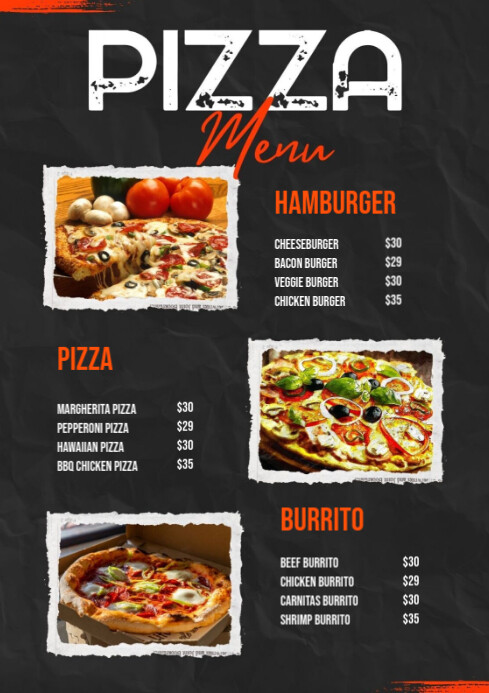 pizza menu Template | PosterMyWall