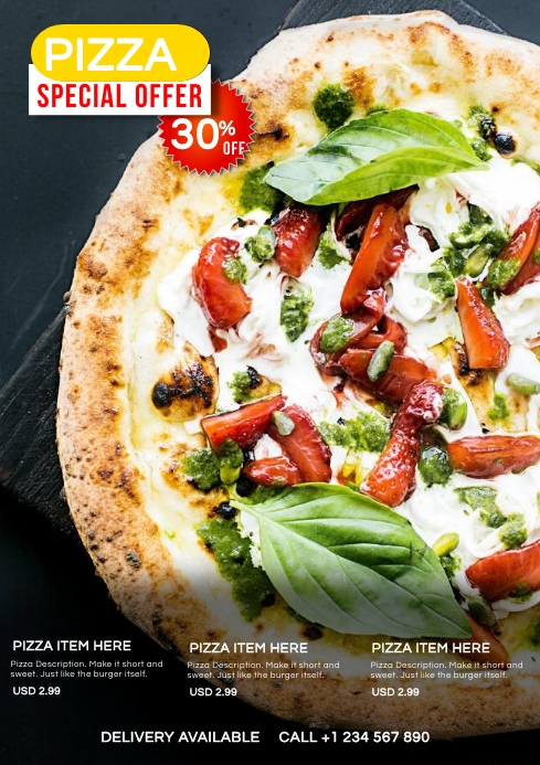 pizza menu Template | PosterMyWall