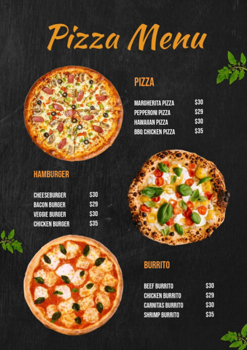 pizza menu Template | PosterMyWall