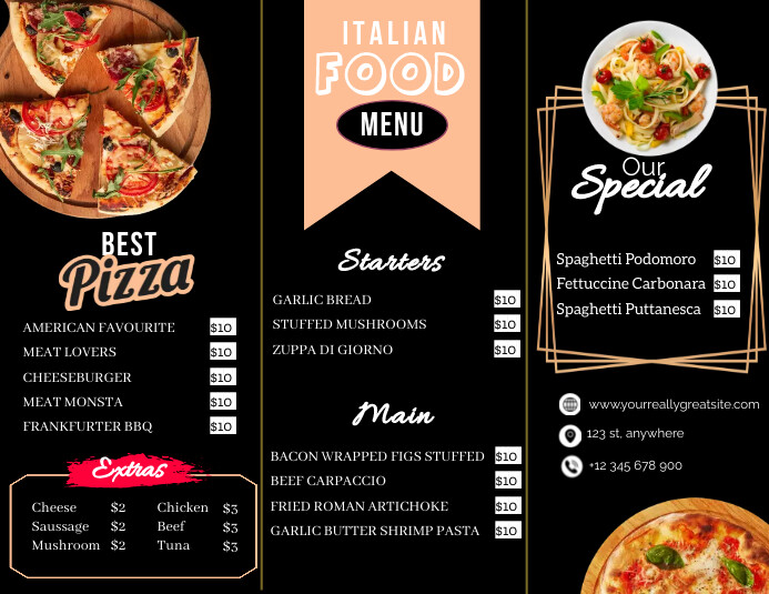 Pizza Menu Template Postermywall