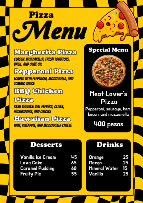 Pizza Menu Templat | PosterMyWall