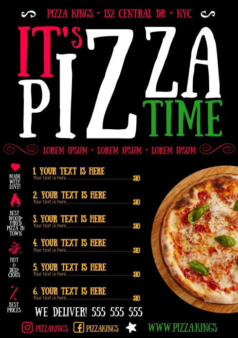 PIZZA MENU Template | PosterMyWall