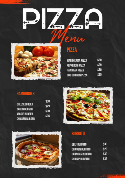 pizza menu Template | PosterMyWall