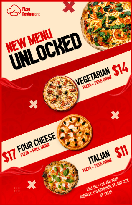 Pizza Menu Restaurant Template | PosterMyWall