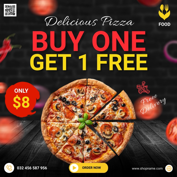 Menu Pizza Brosur Spanduk Media Sosial Persegi Templat | PosterMyWall