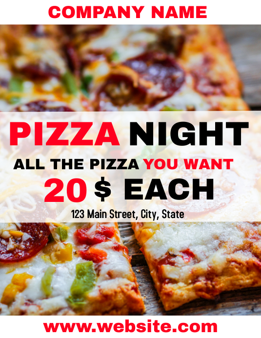 Pizza night flyer advertisement Template | PosterMyWall