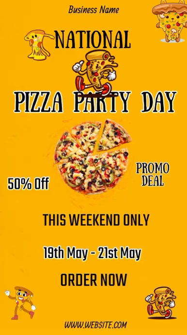 pizza party day,pizza party day promo deal Template | PosterMyWall