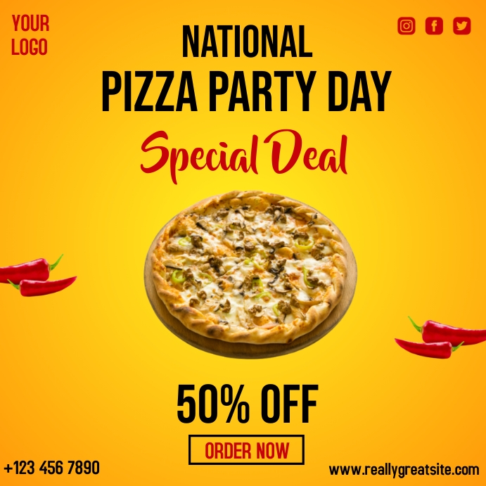 Copy of Pizza party day Instagram post. | PosterMyWall