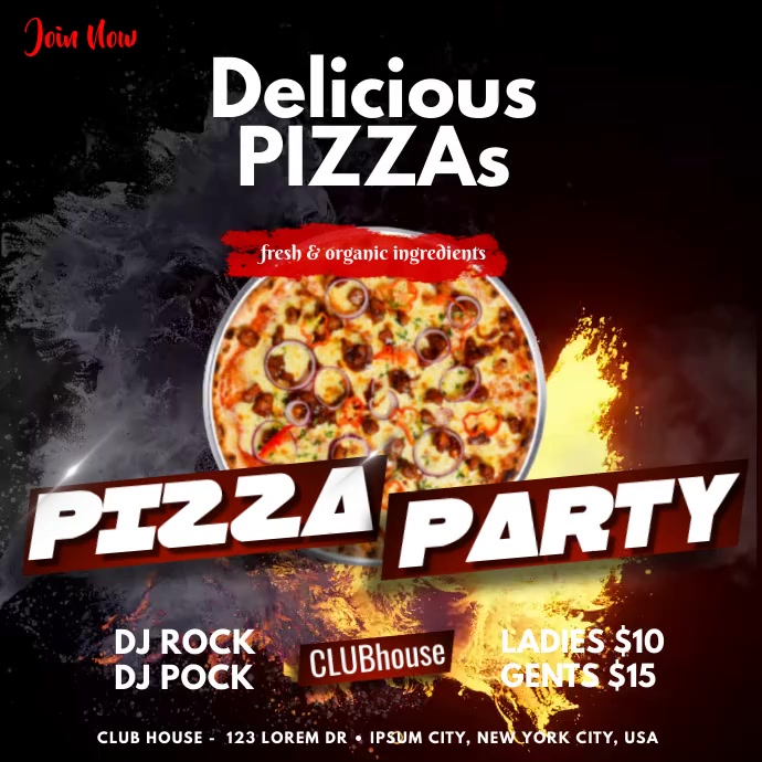 PIZZA PARTY Template | PosterMyWall