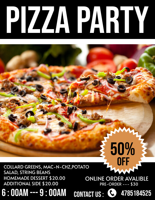 pizza party flyer Template | PosterMyWall