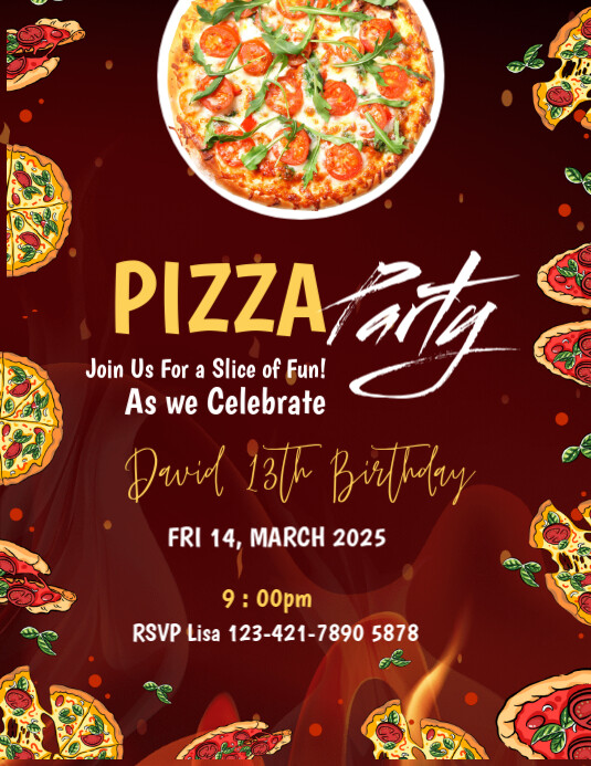Pizza Party Invitation Template | PosterMyWall