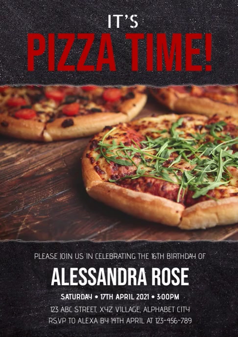 Pizza Party Invitation Template | PosterMyWall