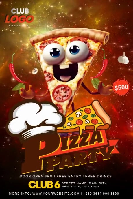 Pizza Party Video Template | PosterMyWall
