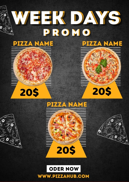 Plantilla de Pizza promo a4 | PosterMyWall