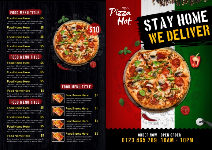 Pizza Restaurant Bifold Menu Design Template | PosterMyWall