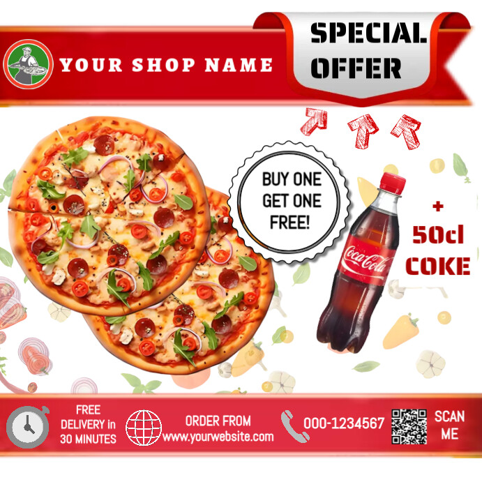 Pizza shop special discount sales promo templ Template | PosterMyWall