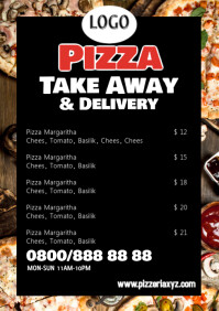 pizza Take away out restaurant Flyer Poster Template | PosterMyWall