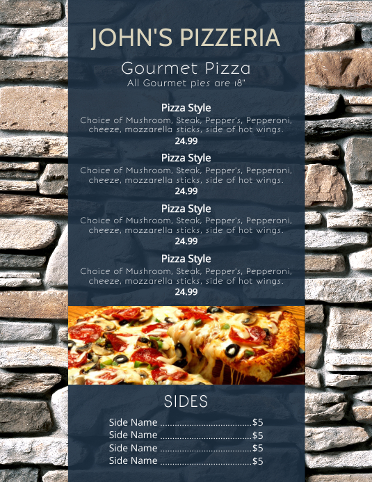 Copy of Pizzaria Menu | PosterMyWall