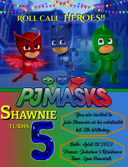 PJ Masks Birthday Template | PosterMyWall