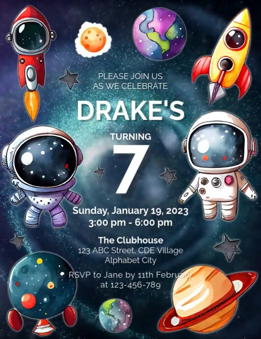 Planet Birthday Invitation Template | PosterMyWall