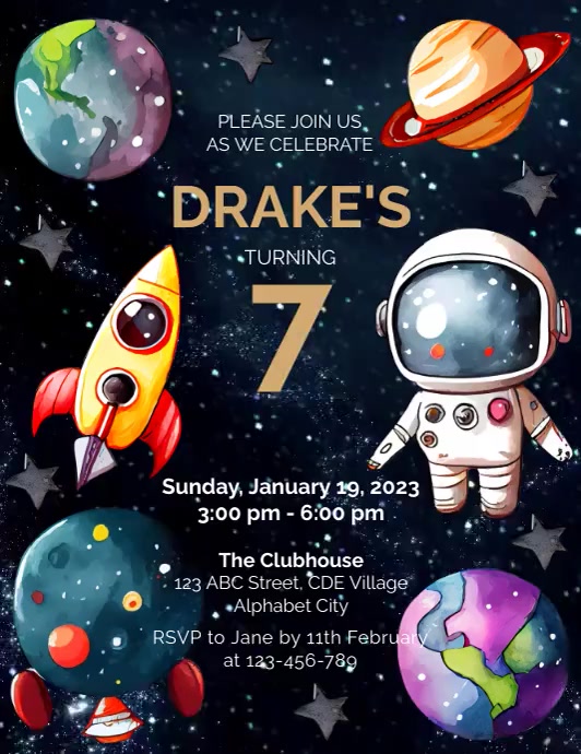 Planet Birthday Invitation Template | PosterMyWall