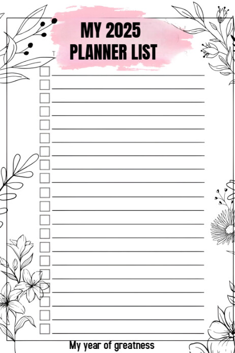 Planner list Template | PosterMyWall