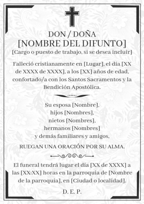 Plantilla de obituario para rellenar e imprimir | PosterMyWall