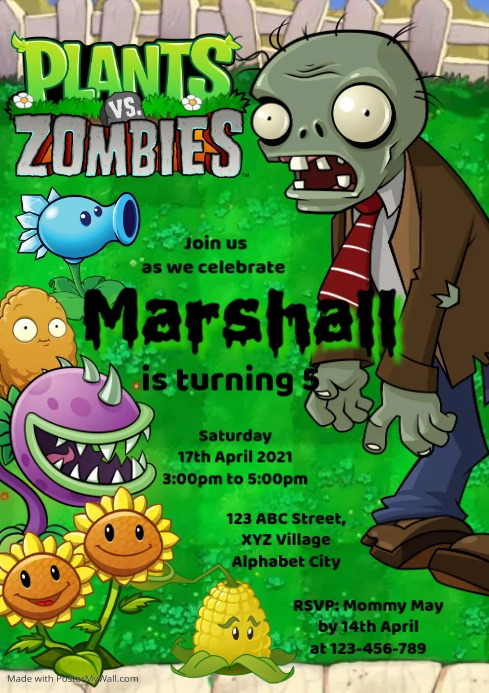 Plants vs Zombies Birthday Invitation Template | PosterMyWall