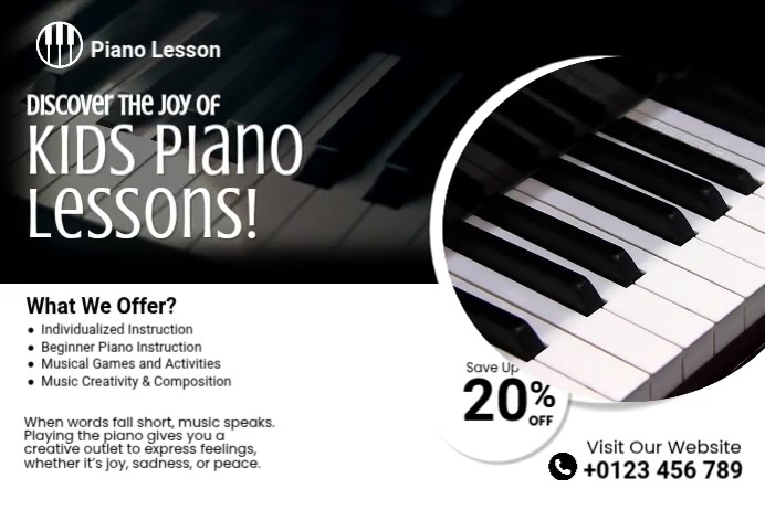 Play Learn Grow Piano Lessons Template | PosterMyWall