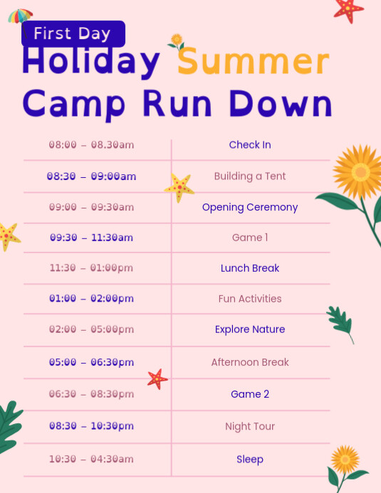 Copy of Playful Holiday Summer Camp Rundown Flyer (Us Letter ...