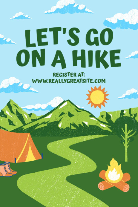 Playful Illustrative Hiking Adventure Poster Template | PosterMyWall