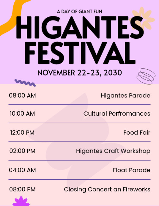 Playful Purple Festival Event Rundown Flyer Template (Us Letter ...