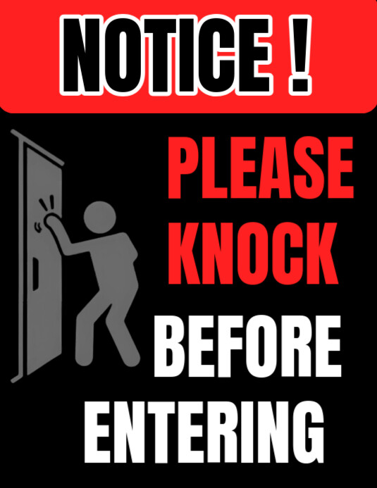 Please knock before entering caution design template | PosterMyWall