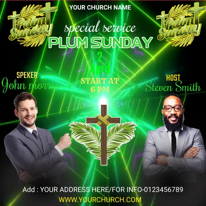 Plantilla de PLUM SUNDAY SERVICE | PosterMyWall