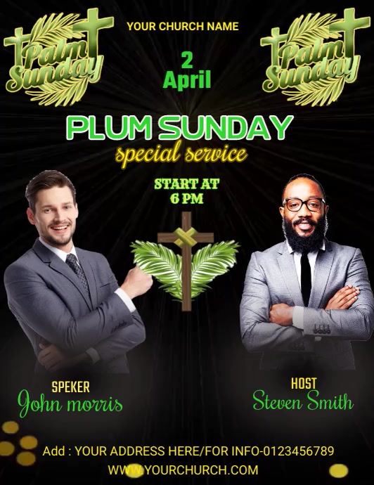 PLUM SUNDAY SERVICE Template | PosterMyWall