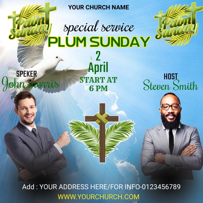 PLUM SUNDAY SERVICE Template | PosterMyWall
