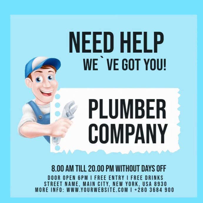Plumber Contact Details Template | PosterMyWall