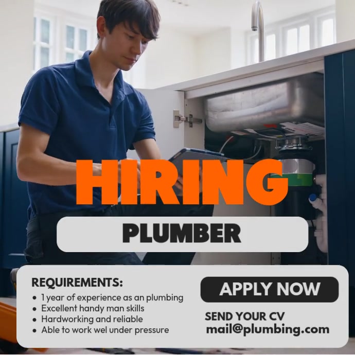 Plumber Hiring Template | PosterMyWall