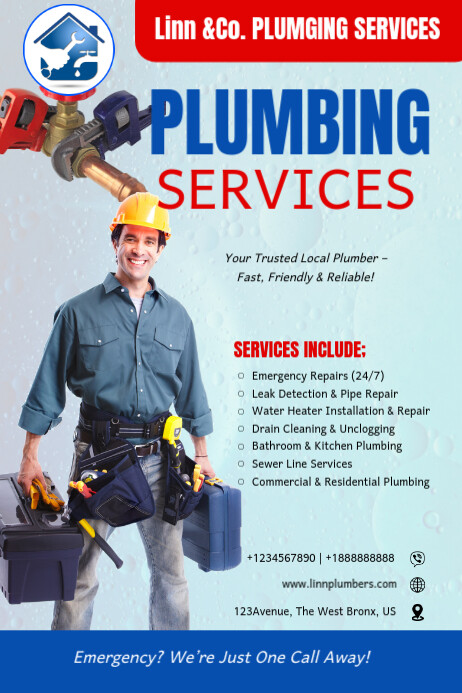 Plumbing services poster Templat | PosterMyWall