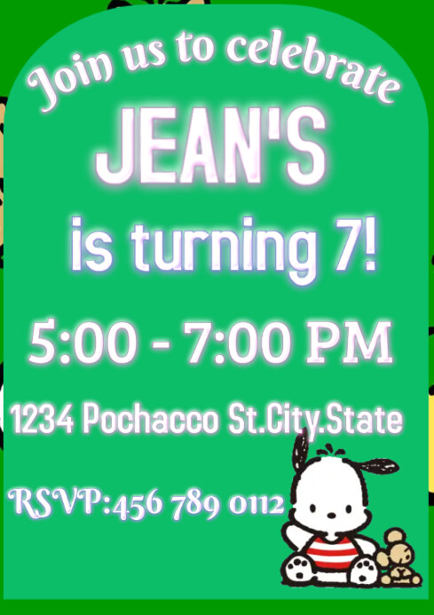 Pochacco | Birthday Invitation Modelo | PosterMyWall