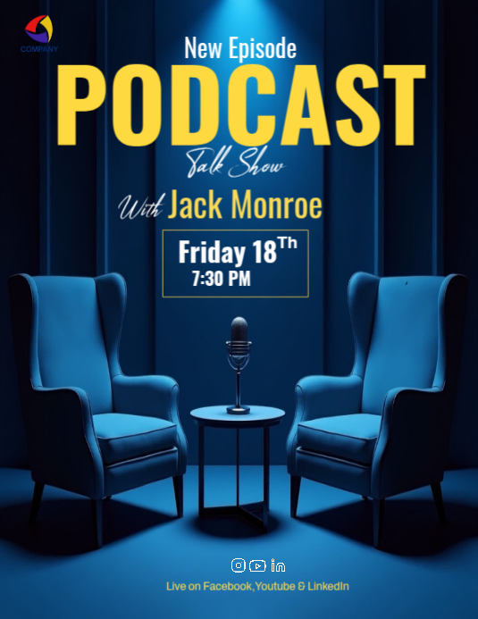 Podcast guest announcement flyer Template | PosterMyWall