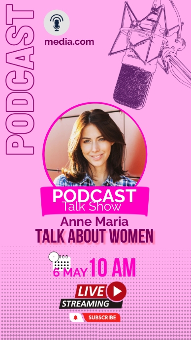 Podcast instagram story pink Template | PosterMyWall
