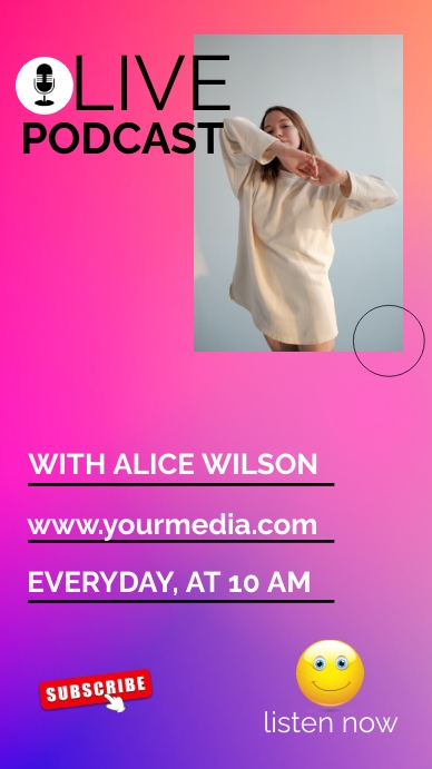 podcast instagram story pink Template | PosterMyWall