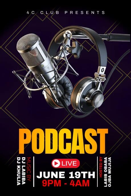 Plantilla de Podcast Live Show | PosterMyWall