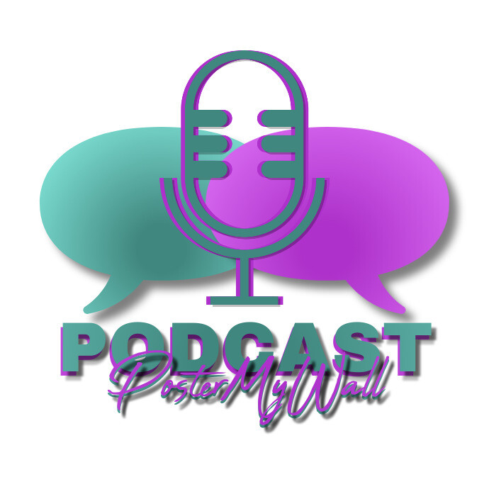 Podcast Mic Retro 80's Transparent Logo 3D Template | PosterMyWall