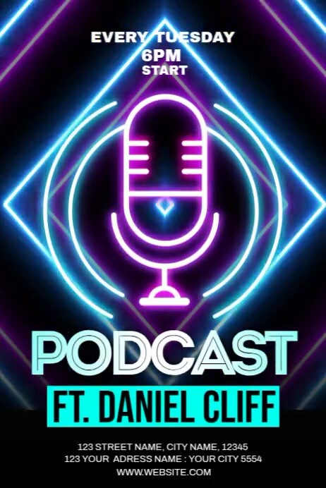 Podcast Neon Template | PosterMyWall