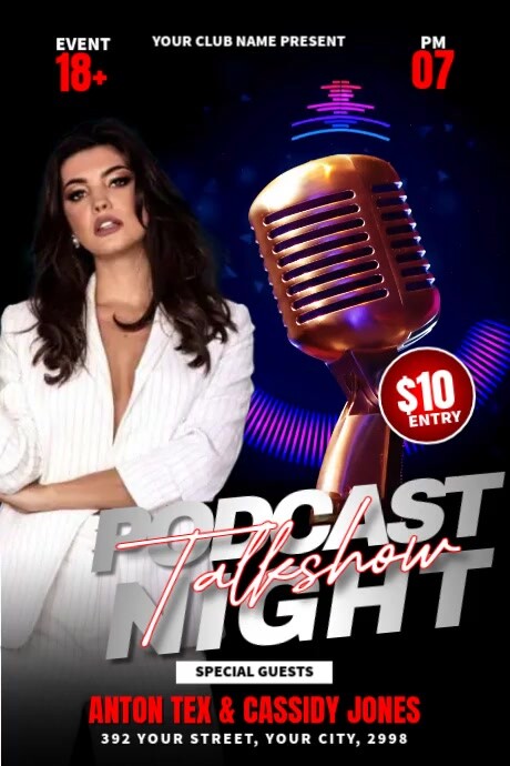 Copy of Podcast Night Talkshow | PosterMyWall